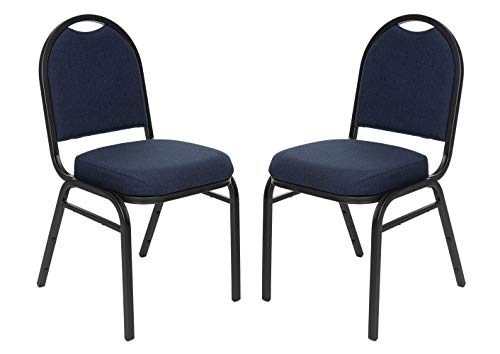 OEF Furnishings Premium Fabric Upholstered Stack Banquet Chair, Blue/Black