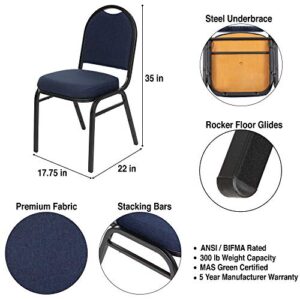 OEF Furnishings Premium Fabric Upholstered Stack Banquet Chair, Blue/Black