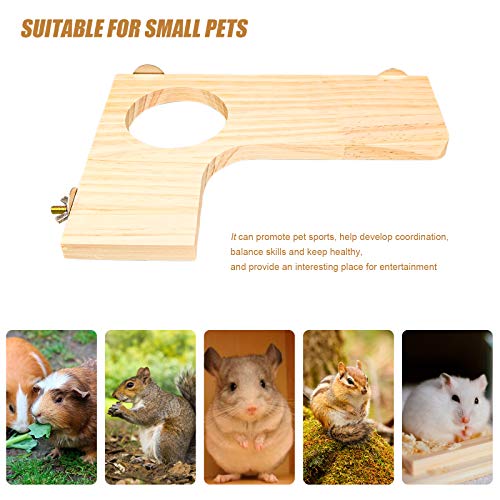 Squirrel Gerbil Chinchilla and Dwarf Hamster L-shaped Round Hole Wooden Platform, 3 Pieces of Natural Hamster Standing Platform Chinchilla Cage Accessories, Birds Parrots Activity Playground (style-1)