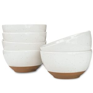 mora ceramic small dessert bowls - 16oz, set of 6 - microwave, oven and dishwasher safe, for rice, ice cream, soup, snacks, cereal, chili, side dishes etc - microwavable kitchen bowl, vanilla white