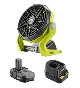 ryobi tools 18-volt hybrid portable fan kit with battery and charger (no retail packaging)