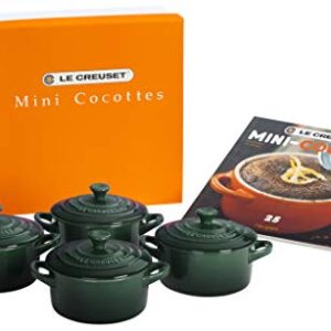 Le Creuset Stoneware Set of 4 Mini Cocottes with Cookbook, 8 oz. each, Artichaut