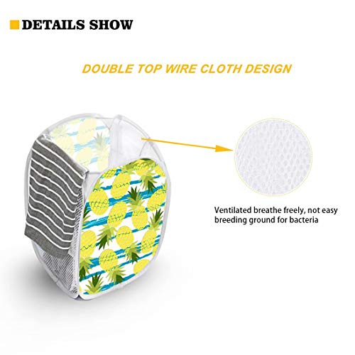 NDISTIN Deluxe Mesh Laundry Pop Up Hamper Soccer Design Rectangle Hampers Sport Style Flodable Durable Home Organization for Dormitory, Travel Polyester Fabric Collapsible Design 14.5x24.5in