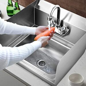 PETSITE Stainless Steel Sink for Washing with Faucet & Splash Guard, Commercial Wall Mount Sink for Home Kitchen 17 x 15 Inch