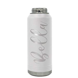 Personalized Bottles 32 oz with Straw White Matte Finish Engraved Customized Cup Gift Stainless Steel Vacuum Insulated