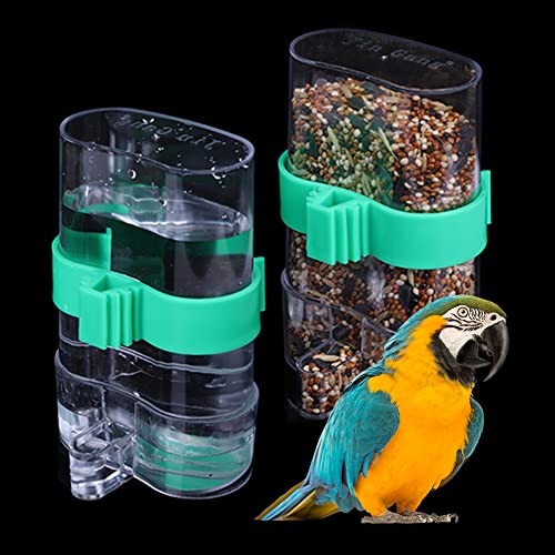 2 pcs Bird Feeder for Cage, Parakeet Water Dispenser Parrot Feeder Parakeet Waterer Cockatiel Cage Accessories, Automatic Feeding for Budgies Finch Canaries Lovebirds