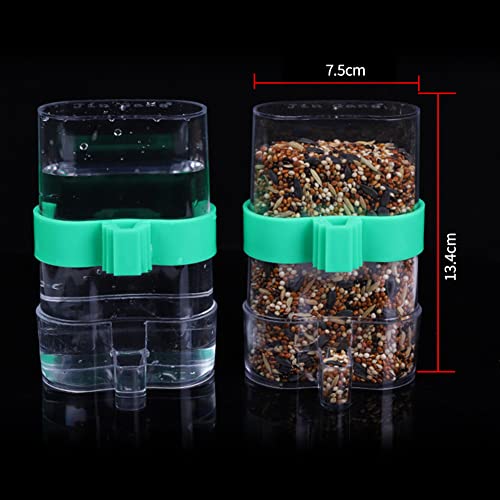 2 pcs Bird Feeder for Cage, Parakeet Water Dispenser Parrot Feeder Parakeet Waterer Cockatiel Cage Accessories, Automatic Feeding for Budgies Finch Canaries Lovebirds