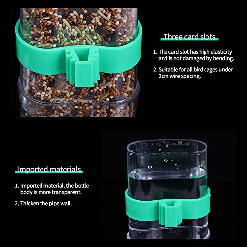 2 pcs Bird Feeder for Cage, Parakeet Water Dispenser Parrot Feeder Parakeet Waterer Cockatiel Cage Accessories, Automatic Feeding for Budgies Finch Canaries Lovebirds