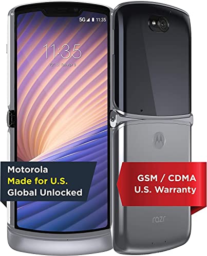 Moto Razr 5G 2020 (256GB, 8GB) 6.2" Flip P-OLED, Snapdragon 765 5G, 2800mAh Battery, 48MP Camera (Fully Unlocked for AT&T, T-Mobile, Verizon, Global) XT2071-2 Silver (Renewed)