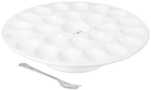 mud pie deviled egg dolomite pedestal platter, white