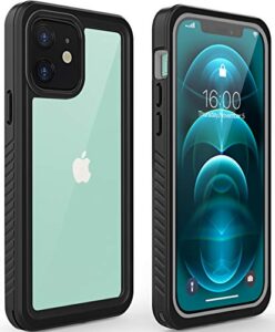 diverbox for iphone 12 waterproof case,waterproof shockproof dustproof ip68 full-body hard case built-in screen protector underwater outdoor waterproof cover for iphone 12,6.1 in (clear)