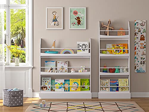 UTEX Kids Bookshelf,4 Tiers Children's Bookcases and Storage, Kids Bookcase Rack Wall for Bedroom,Study Living Room,White