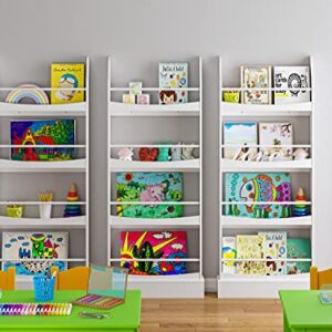 UTEX Kids Bookshelf,4 Tiers Children's Bookcases and Storage, Kids Bookcase Rack Wall for Bedroom,Study Living Room,White