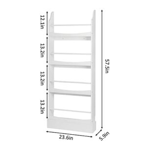 UTEX Kids Bookshelf,4 Tiers Children's Bookcases and Storage, Kids Bookcase Rack Wall for Bedroom,Study Living Room,White