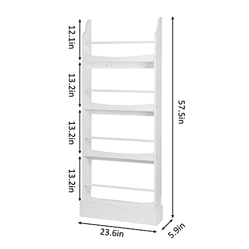 UTEX Kids Bookshelf,4 Tiers Children's Bookcases and Storage, Kids Bookcase Rack Wall for Bedroom,Study Living Room,White