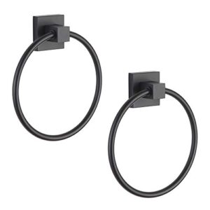 bvl towel ring black, hand towel holder ring hanger for bathroom kitchen ,metal round towel holder wall mounted towel rack,2 pack 206322