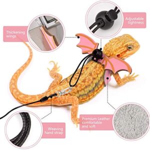 Valentine's Day Lizard Leash Harness Hat Bowtie Set - Bearded Dragon Valentine's Day Hat+Bowtie+3 Pack Reptile Harness Leash for Bearded Dragon Iguana Amphibians Small Animal Clothes Outfit (Pink)