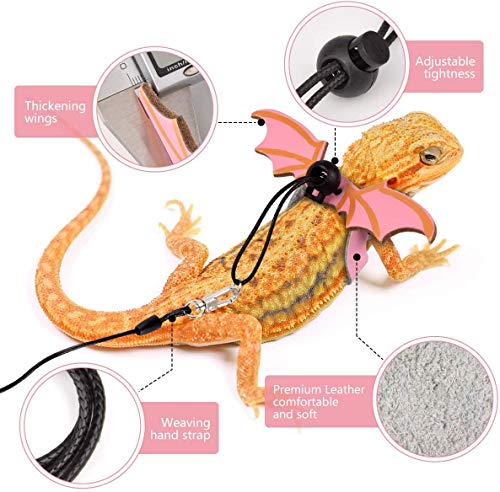 Valentine's Day Lizard Leash Harness Hat Bowtie Set - Bearded Dragon Valentine's Day Hat+Bowtie+3 Pack Reptile Harness Leash for Bearded Dragon Iguana Amphibians Small Animal Clothes Outfit (Pink)