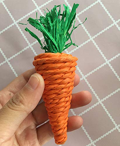 Szecl 3Pcs Carrot Rattan Hamster Chews for Teeth Grinding, Pet Mineral Chew Stone, Animals Bite Gnawing Treats for Rabbits Guinea Pigs Play Entertainment, Pet Cage Accessories Tooth Cleaning Tool