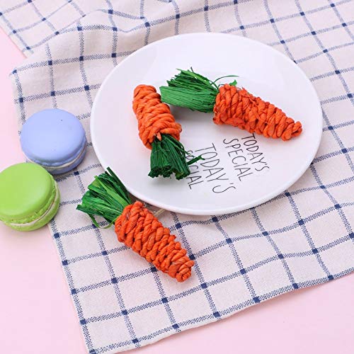 Szecl 3Pcs Carrot Rattan Hamster Chews for Teeth Grinding, Pet Mineral Chew Stone, Animals Bite Gnawing Treats for Rabbits Guinea Pigs Play Entertainment, Pet Cage Accessories Tooth Cleaning Tool