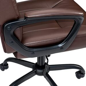 Poundex Adjustable Height Office Chair with Padded Armrests in Brown