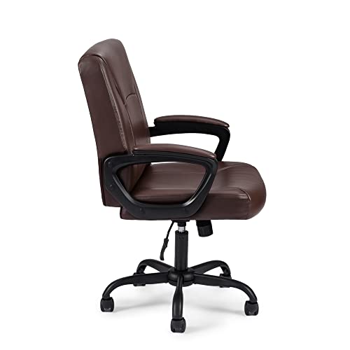 Poundex Adjustable Height Office Chair with Padded Armrests in Brown