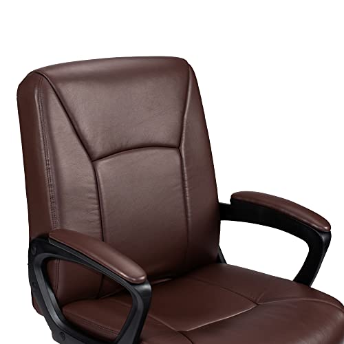 Poundex Adjustable Height Office Chair with Padded Armrests in Brown