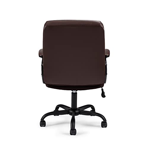 Poundex Adjustable Height Office Chair with Padded Armrests in Brown