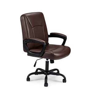 Poundex Adjustable Height Office Chair with Padded Armrests in Brown