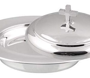 Communion Ware 3 Holy Wine Serving Tray with A Lid & 3 Stacking Bread Plate with A Lid - Mirror Finish Stainless Steel