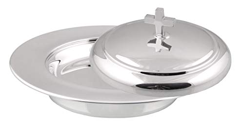 Communion Ware 3 Holy Wine Serving Tray with A Lid & 3 Stacking Bread Plate with A Lid - Mirror Finish Stainless Steel