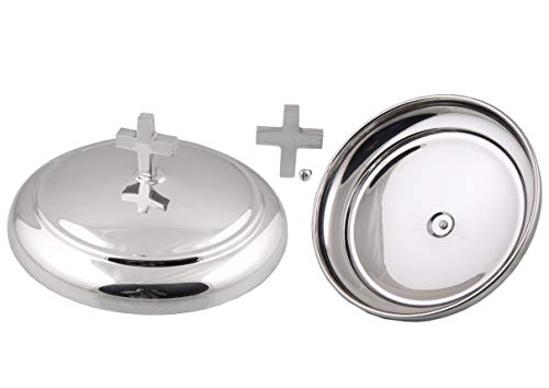 Communion Ware 3 Holy Wine Serving Tray with A Lid & 3 Stacking Bread Plate with A Lid - Mirror Finish Stainless Steel