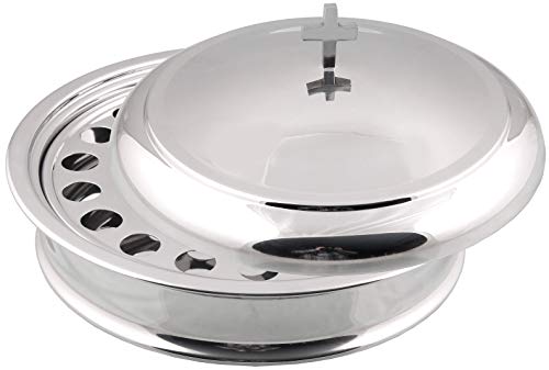 Communion Ware 3 Holy Wine Serving Tray with A Lid & 3 Stacking Bread Plate with A Lid - Mirror Finish Stainless Steel