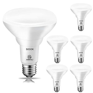 energetic 6 pack led flood light bulbs, 900lm, 11w=75w, dimmable led can light bulbs, daylight 5000k, e26 base, ul listed, damp rated