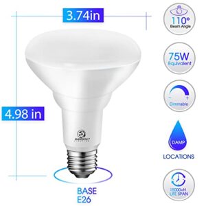 Energetic 6 Pack LED Flood Light Bulbs, 900LM, 11W=75W, Dimmable LED can Light Bulbs, Daylight 5000K, E26 Base, UL Listed, Damp Rated