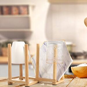 Woiworco Wooden Bottle Drying Rack, Nature Bamboo Retractable Cup Drying Rack and Mug Tree, Dish Drying Rack and Cup Drying Stander Holder for Cup, Cutting Board, Bowl, Plastic Bag Dryer Rack