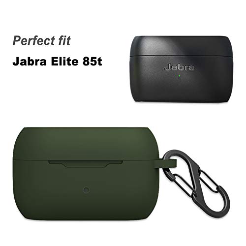 Geiomoo Compatible with Jabra Elite 85t Silicone Carrying Case, Portable Scratch Shock Resistant Cover (Emerald Green)