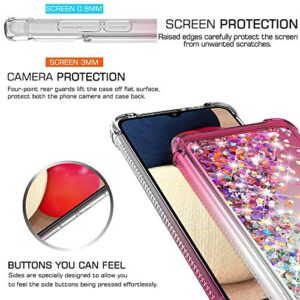 YZOK for Samsung A02S Case,Galaxy A02S Case,with HD Screen Protector,Shockproof Protective Clear Case for Girls Women,Bling Sparkle Quicksand Hard Shell TPU Case for Samsung A02S, Gradient Pink