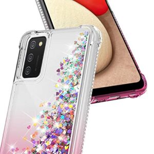 YZOK for Samsung A02S Case,Galaxy A02S Case,with HD Screen Protector,Shockproof Protective Clear Case for Girls Women,Bling Sparkle Quicksand Hard Shell TPU Case for Samsung A02S, Gradient Pink