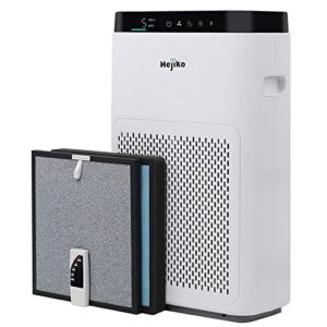 hejiko air purifiers for home large room,1200 sq ft, 5 stage filtration system, h13 true hepa with washable filter, remove 99.97% allergens, dust, pet hair, pollen, smoke, air quality sensor, 20db