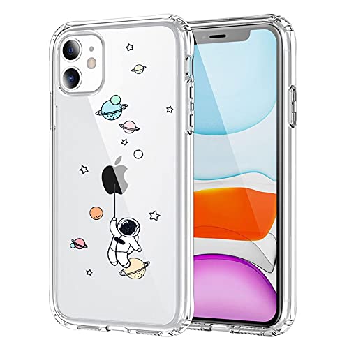 NITITOP Compatible for iPhone 11 Case Clear Cute with Astronaut Outer Space Planet Star Creative Pattern,Soft TPU Shockproof Slim for iPhone 11-Balloon