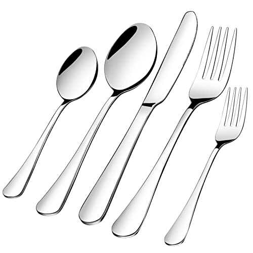 40 Piece Silverware Set, Premium Silverware Cutlery Set Stainless Steel Flatware Sets Service for 8, Spoons Forks Knifes Utensils Tableware Sets for Home, Dishwasher Safe