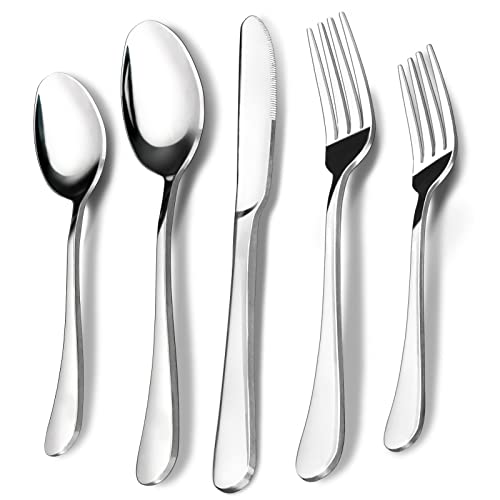 40 Piece Silverware Set, Premium Silverware Cutlery Set Stainless Steel Flatware Sets Service for 8, Spoons Forks Knifes Utensils Tableware Sets for Home, Dishwasher Safe