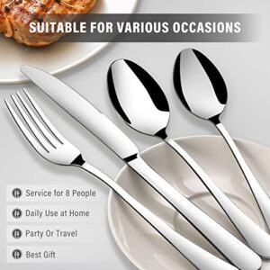 40 Piece Silverware Set, Premium Silverware Cutlery Set Stainless Steel Flatware Sets Service for 8, Spoons Forks Knifes Utensils Tableware Sets for Home, Dishwasher Safe