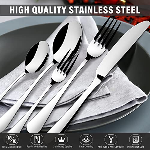 40 Piece Silverware Set, Premium Silverware Cutlery Set Stainless Steel Flatware Sets Service for 8, Spoons Forks Knifes Utensils Tableware Sets for Home, Dishwasher Safe