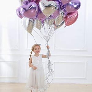 30 pcs Heart Balloons 18" Foil Love Balloons Mylar Balloons Silver heart balloons Valentines Day Decorations Balloons for Valentines Day Propose Marriage Wedding Party Wedding