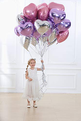 30 pcs Heart Balloons 18" Foil Love Balloons Mylar Balloons Silver heart balloons Valentines Day Decorations Balloons for Valentines Day Propose Marriage Wedding Party Wedding