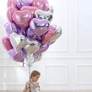 30 pcs Heart Balloons 18" Foil Love Balloons Mylar Balloons Silver heart balloons Valentines Day Decorations Balloons for Valentines Day Propose Marriage Wedding Party Wedding