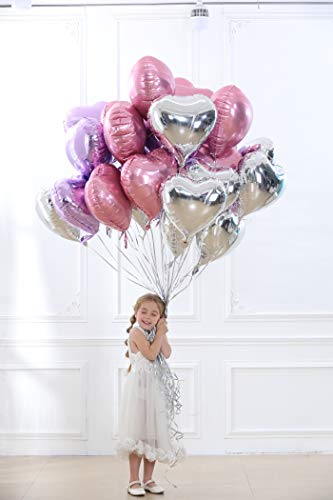 30 pcs Heart Balloons 18" Foil Love Balloons Mylar Balloons Silver heart balloons Valentines Day Decorations Balloons for Valentines Day Propose Marriage Wedding Party Wedding