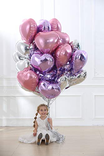 30 pcs Heart Balloons 18" Foil Love Balloons Mylar Balloons Silver heart balloons Valentines Day Decorations Balloons for Valentines Day Propose Marriage Wedding Party Wedding